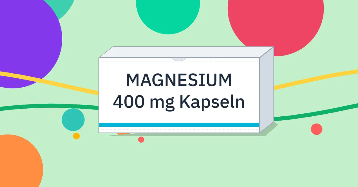 Symbolbild: Packung mit der Aufschrift MAGNESIUM 400 mg Kapseln (PZN 06438223) – Verfügbarkeit und Bezug in Apotheken in Frankfurt am Main