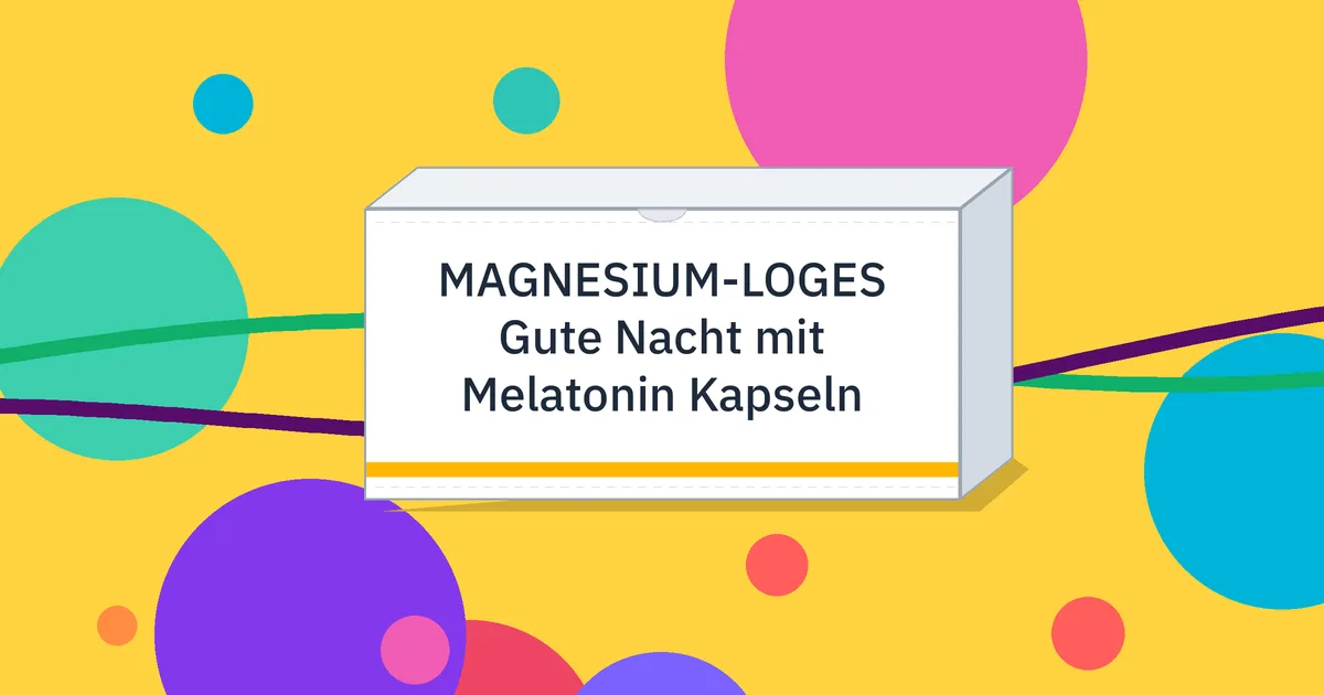 Symbolbild: Packung mit der Aufschrift MAGNESIUM-LOGES Gute Nacht mit Melatonin Kapseln (PZN 20284399) – Verfügbarkeit und Bezug in Apotheken in Frankfurt am Main