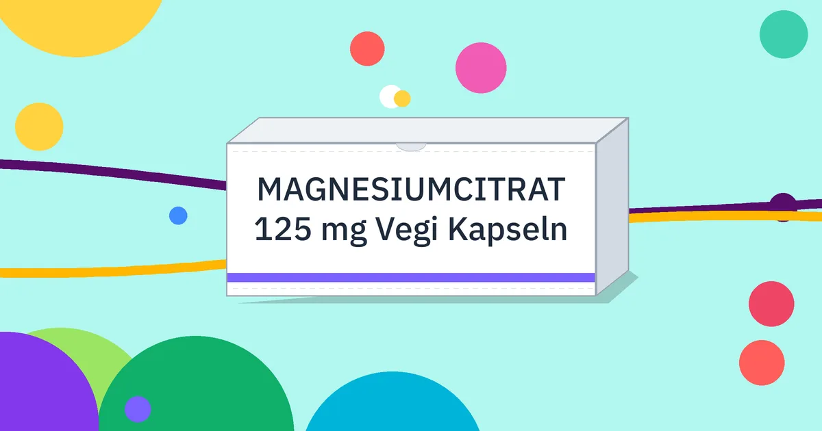 Symbolbild: Packung mit der Aufschrift MAGNESIUMCITRAT 125 mg Vegi Kapseln (PZN 15245842) – Verfügbarkeit und Bezug in Apotheken in Frankfurt am Main