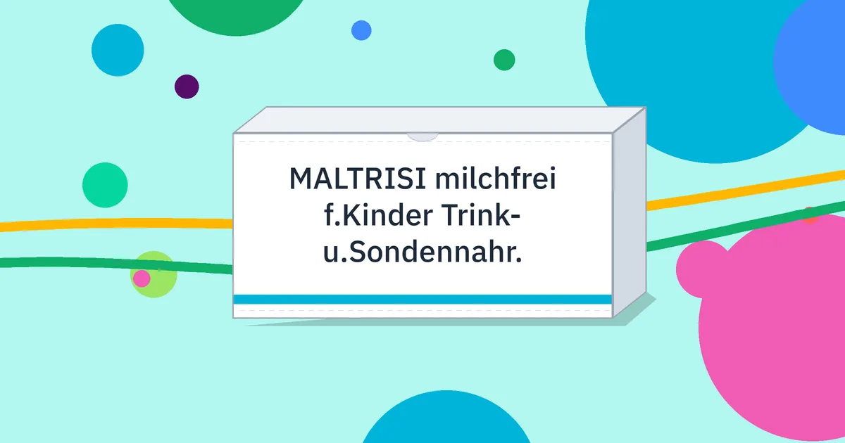 Symbolbild: Packung mit der Aufschrift MALTRISI milchfrei f.Kinder Trink- u.Sondennahr. (PZN 17386570) – Verfügbarkeit und Bezug in Apotheken in Frankfurt am Main