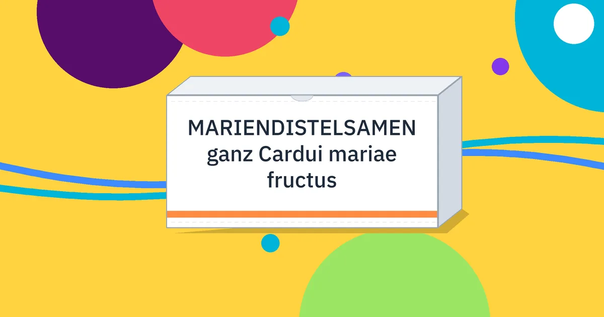 Symbolbild: Packung mit der Aufschrift MARIENDISTELSAMEN ganz Cardui mariae fructus (PZN 20953765) – Verfügbarkeit und Bezug in Apotheken in Frankfurt am Main
