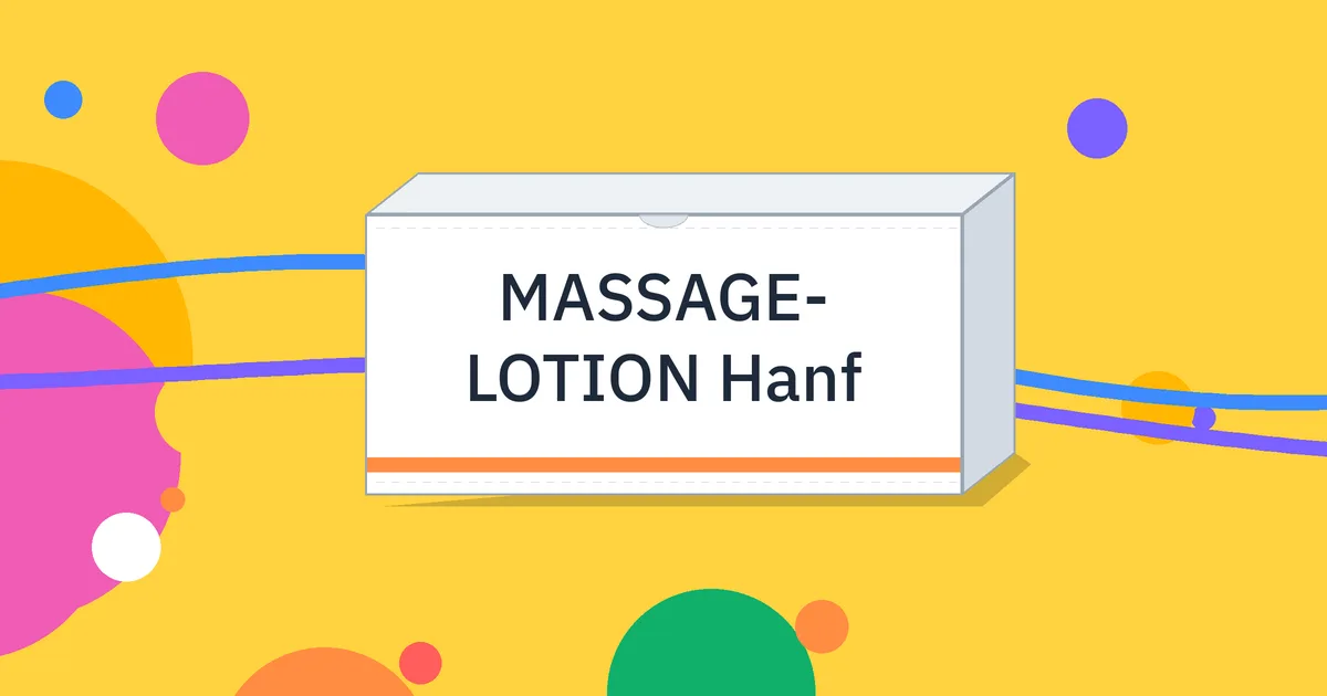 Symbolbild: Packung mit der Aufschrift MASSAGE-LOTION Hanf (PZN 14401180) – Verfügbarkeit und Bezug in Apotheken in Frankfurt am Main