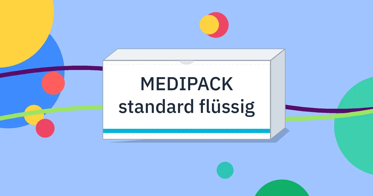 Symbolbild: Packung mit der Aufschrift MEDIPACK standard flüssig (PZN 12511349) – Verfügbarkeit und Bezug in Apotheken in Frankfurt am Main