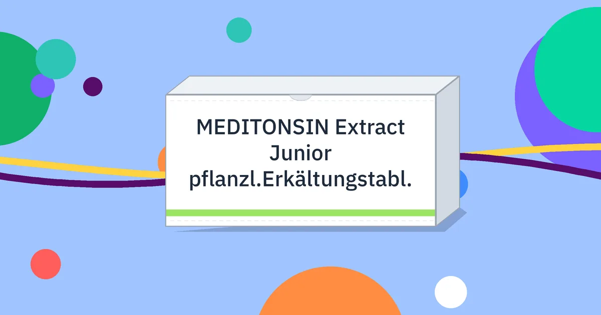 Symbolbild: Packung mit der Aufschrift MEDITONSIN Extract Junior pflanzl.Erkältungstabl. (PZN 19846892) – Verfügbarkeit und Bezug in Apotheken in Frankfurt am Main