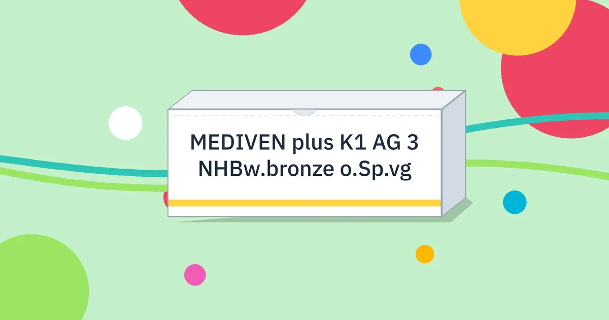 Symbolbild: Packung mit der Aufschrift MEDIVEN plus K1 AG 3 NHBw.bronze o.Sp.vg (PZN 15923779) – Verfügbarkeit und Bezug in Apotheken in Frankfurt am Main