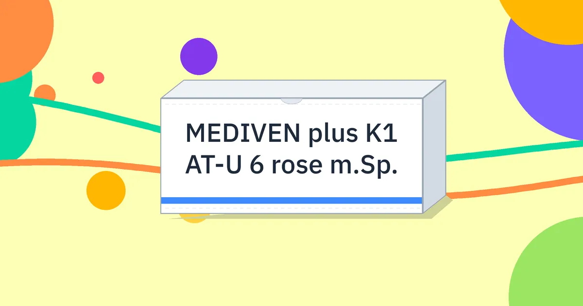 Symbolbild: Packung mit der Aufschrift MEDIVEN plus K1 AT-U 6 rose m.Sp. (PZN 15030656) – Verfügbarkeit und Bezug in Apotheken in Frankfurt am Main
