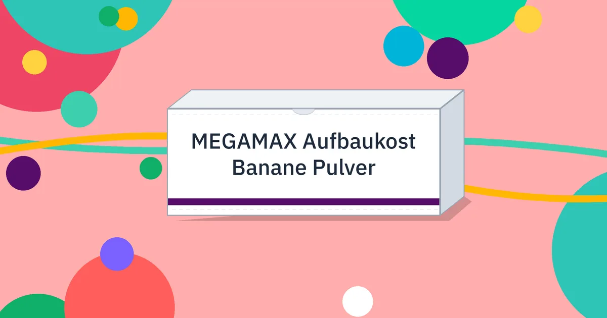 Symbolbild: Packung mit der Aufschrift MEGAMAX Aufbaukost Banane Pulver (PZN 00815529) – Verfügbarkeit und Bezug in Apotheken in Frankfurt am Main