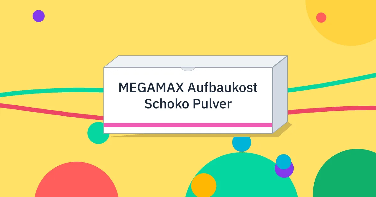 Symbolbild: Packung mit der Aufschrift MEGAMAX Aufbaukost Schoko Pulver (PZN 03246575) – Verfügbarkeit und Bezug in Apotheken in Frankfurt am Main