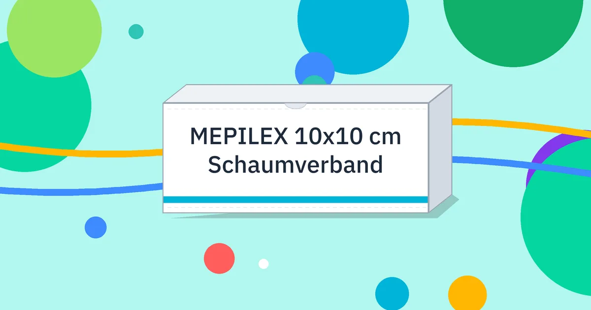 Symbolbild: Packung mit der Aufschrift MEPILEX 10x10 cm Schaumverband (PZN 16203478) – Verfügbarkeit und Bezug in Apotheken in Frankfurt am Main