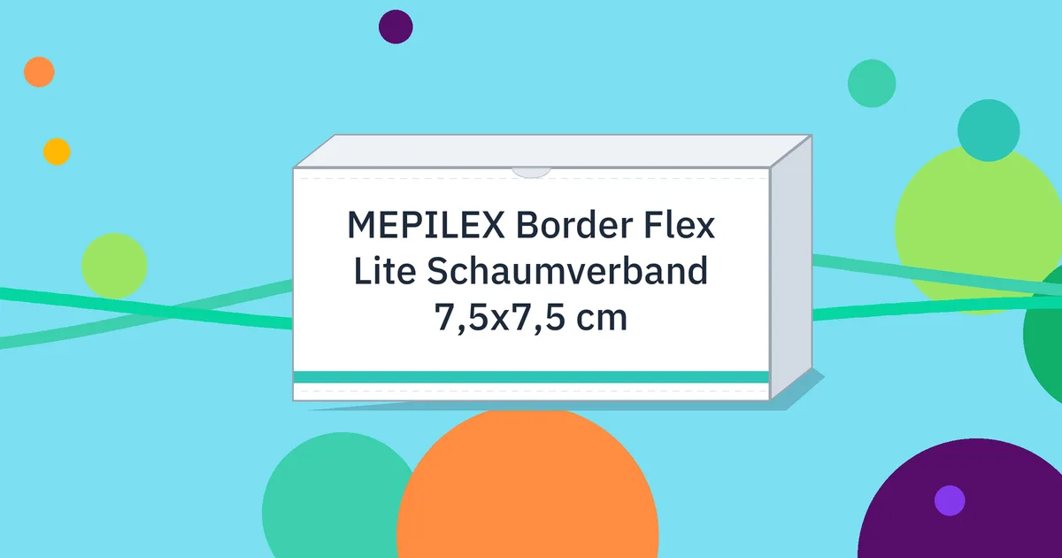 Symbolbild: Packung mit der Aufschrift MEPILEX Border Flex Lite Schaumverband 7,5x7,5 cm (PZN 18455528) – Verfügbarkeit und Bezug in Apotheken in Frankfurt am Main
