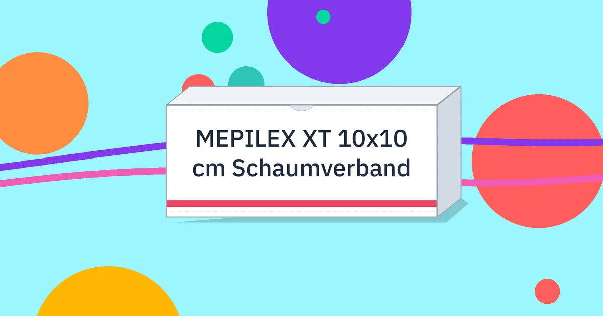 Symbolbild: Packung mit der Aufschrift MEPILEX XT 10x10 cm Schaumverband (PZN 13831808) – Verfügbarkeit und Bezug in Apotheken in Frankfurt am Main
