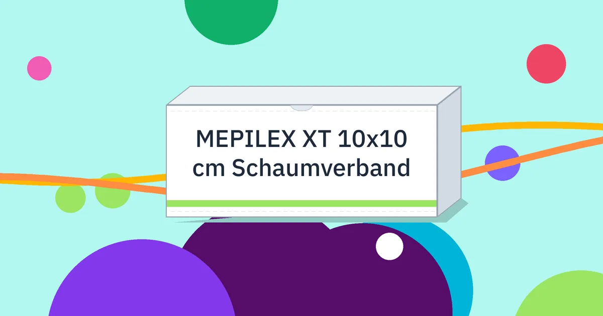 Symbolbild: Packung mit der Aufschrift MEPILEX XT 10x10 cm Schaumverband (PZN 17868027) – Verfügbarkeit und Bezug in Apotheken in Frankfurt am Main