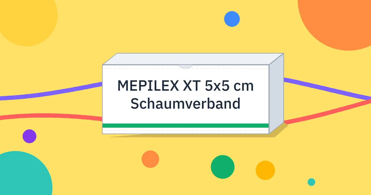 Symbolbild: Packung mit der Aufschrift MEPILEX XT 5x5 cm Schaumverband (PZN 15226164) – Verfügbarkeit und Bezug in Apotheken in Frankfurt am Main