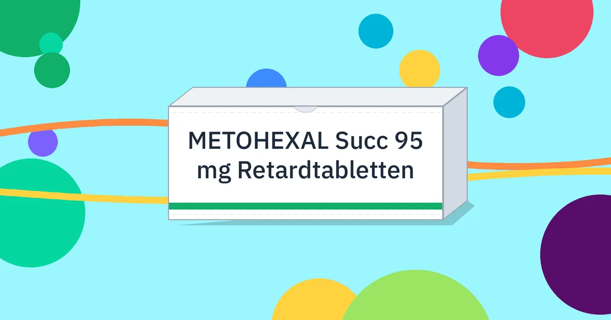 Symbolbild: Packung mit der Aufschrift METOHEXAL Succ 95 mg Retardtabletten (PZN 00850460) – Verfügbarkeit und Bezug in Apotheken in Frankfurt am Main