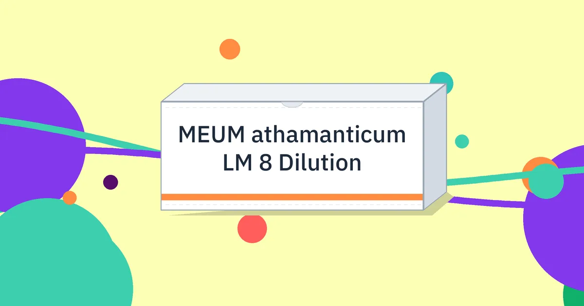 Symbolbild: Packung mit der Aufschrift MEUM athamanticum LM 8 Dilution (PZN 13607436) – Verfügbarkeit und Bezug in Apotheken in Frankfurt am Main