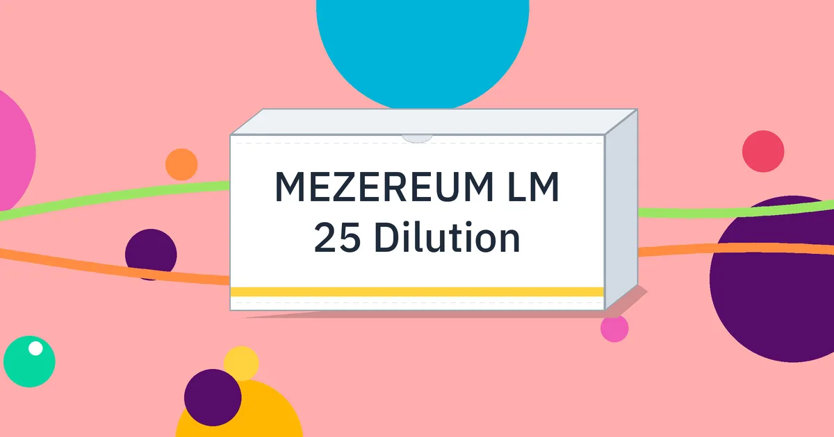 Symbolbild: Packung mit der Aufschrift MEZEREUM LM 25 Dilution (PZN 12956330) – Verfügbarkeit und Bezug in Apotheken in Frankfurt am Main