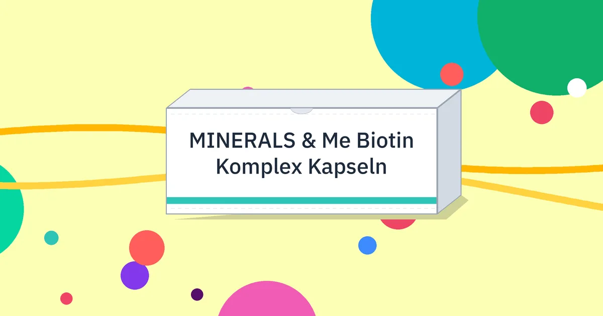 Symbolbild: Packung mit der Aufschrift MINERALS & Me Biotin Komplex Kapseln (PZN 20350966) – Verfügbarkeit und Bezug in Apotheken in Frankfurt am Main