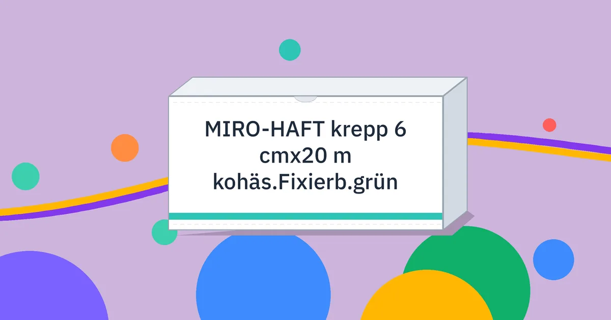 Symbolbild: Packung mit der Aufschrift MIRO-HAFT krepp 6 cmx20 m kohäs.Fixierb.grün (PZN 01212709) – Verfügbarkeit und Bezug in Apotheken in Frankfurt am Main