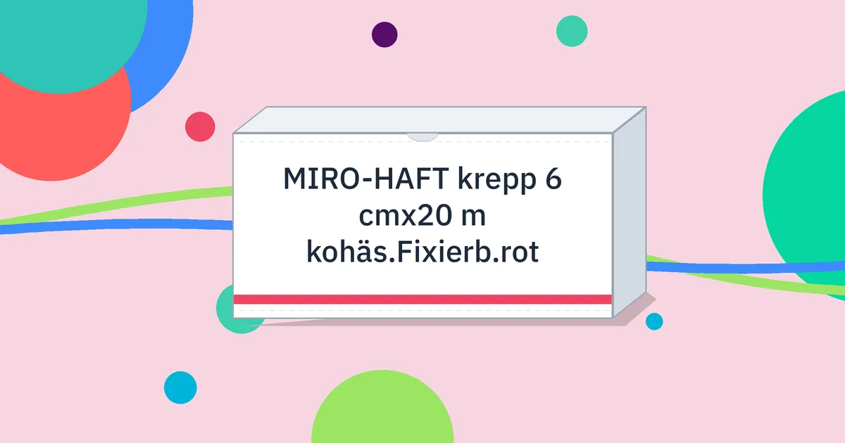 Symbolbild: Packung mit der Aufschrift MIRO-HAFT krepp 6 cmx20 m kohäs.Fixierb.rot (PZN 01215553) – Verfügbarkeit und Bezug in Apotheken in Frankfurt am Main