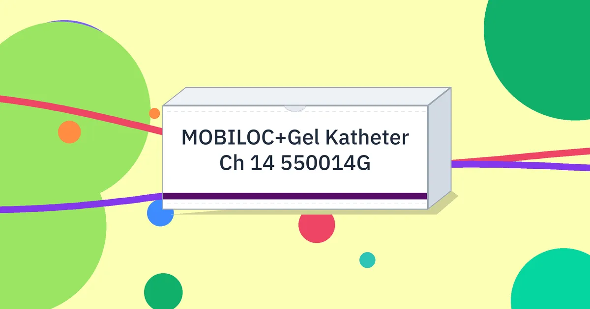 Symbolbild: Packung mit der Aufschrift MOBILOC+Gel Katheter Ch 14 550014G (PZN 00348097) – Verfügbarkeit und Bezug in Apotheken in Frankfurt am Main