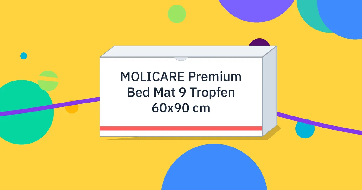 Symbolbild: Packung mit der Aufschrift MOLICARE Premium Bed Mat 9 Tropfen 60x90 cm (PZN 16349963) – Verfügbarkeit und Bezug in Apotheken in Frankfurt am Main