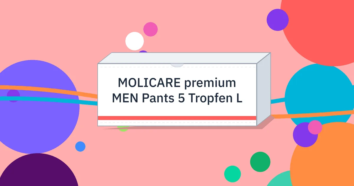 Symbolbild: Packung mit der Aufschrift MOLICARE premium MEN Pants 5 Tropfen L (PZN 18300702) – Verfügbarkeit und Bezug in Apotheken in Frankfurt am Main