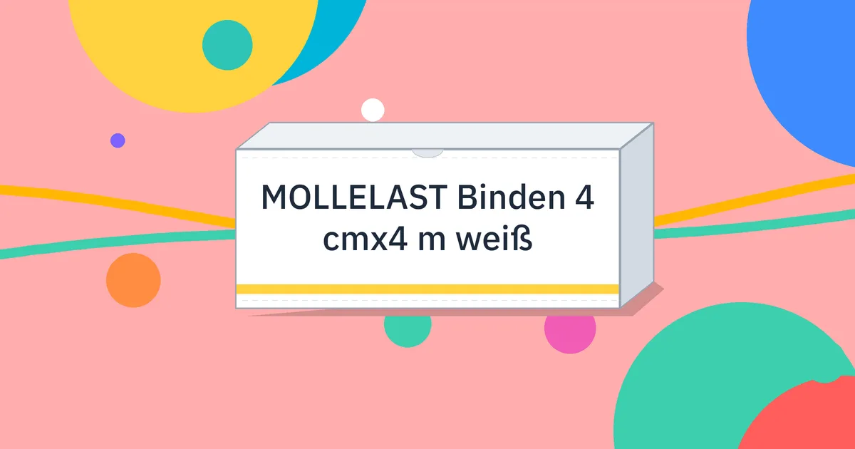 Symbolbild: Packung mit der Aufschrift MOLLELAST Binden 4 cmx4 m weiß (PZN 17434961) – Verfügbarkeit und Bezug in Apotheken in Frankfurt am Main