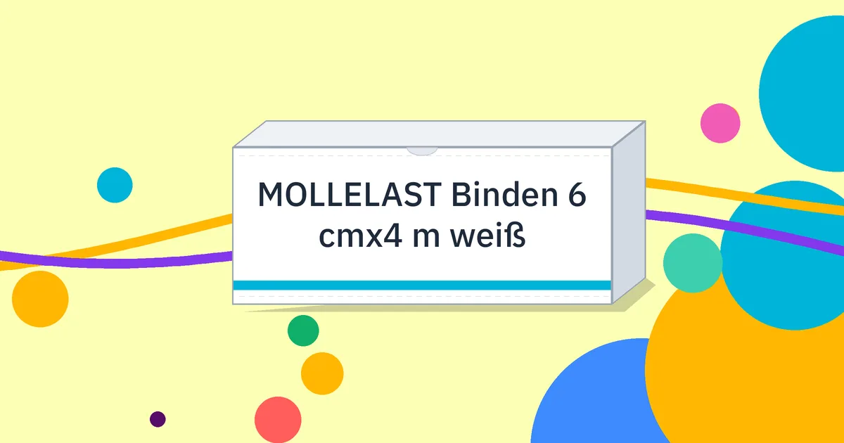 Symbolbild: Packung mit der Aufschrift MOLLELAST Binden 6 cmx4 m weiß (PZN 16007702) – Verfügbarkeit und Bezug in Apotheken in Frankfurt am Main
