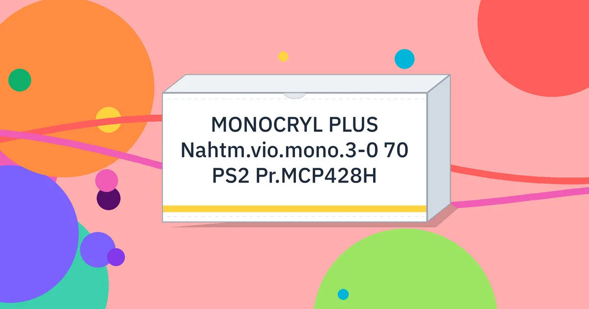 Symbolbild: Packung mit der Aufschrift MONOCRYL PLUS Nahtm.vio.mono.3-0 70 PS2 Pr.MCP428H (PZN 20173599) – Verfügbarkeit und Bezug in Apotheken in Frankfurt am Main