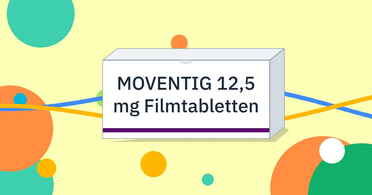 Symbolbild: Packung mit der Aufschrift MOVENTIG 12,5 mg Filmtabletten (PZN 14130396) – Verfügbarkeit und Bezug in Apotheken in Frankfurt am Main