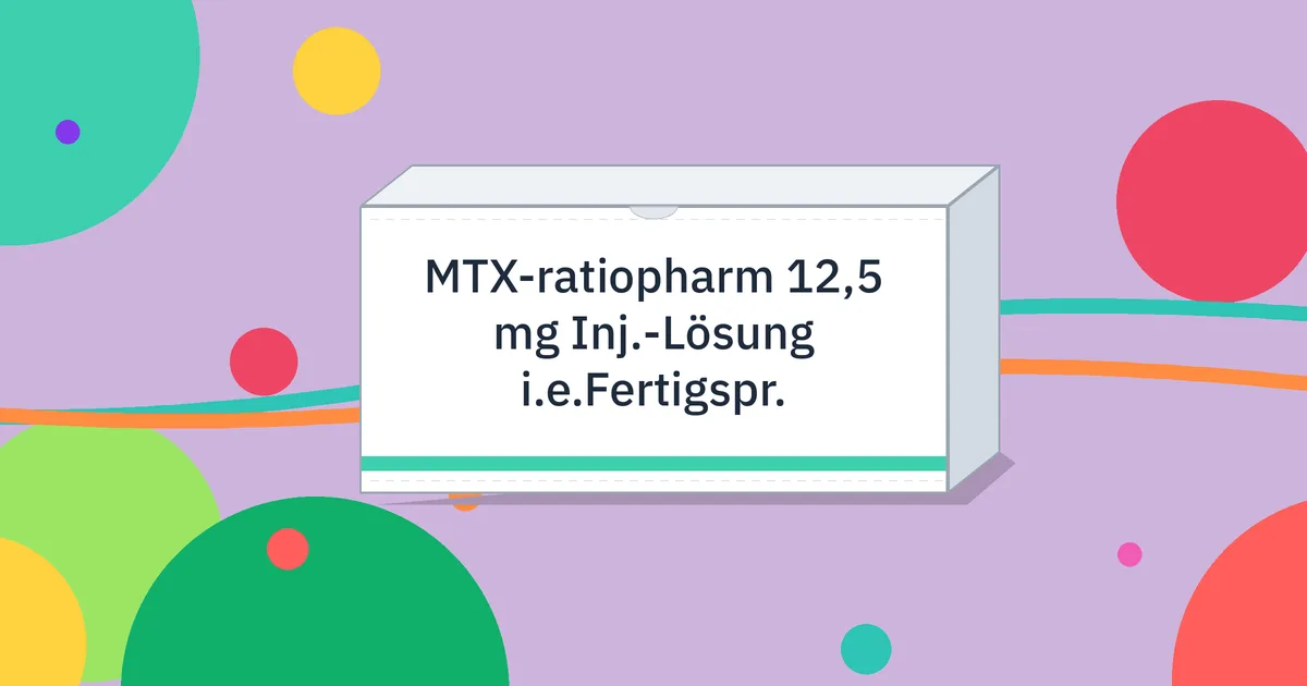 Symbolbild: Packung mit der Aufschrift MTX-ratiopharm 12,5 mg Inj.-Lösung i.e.Fertigspr. (PZN 14375005) – Verfügbarkeit und Bezug in Apotheken in Frankfurt am Main