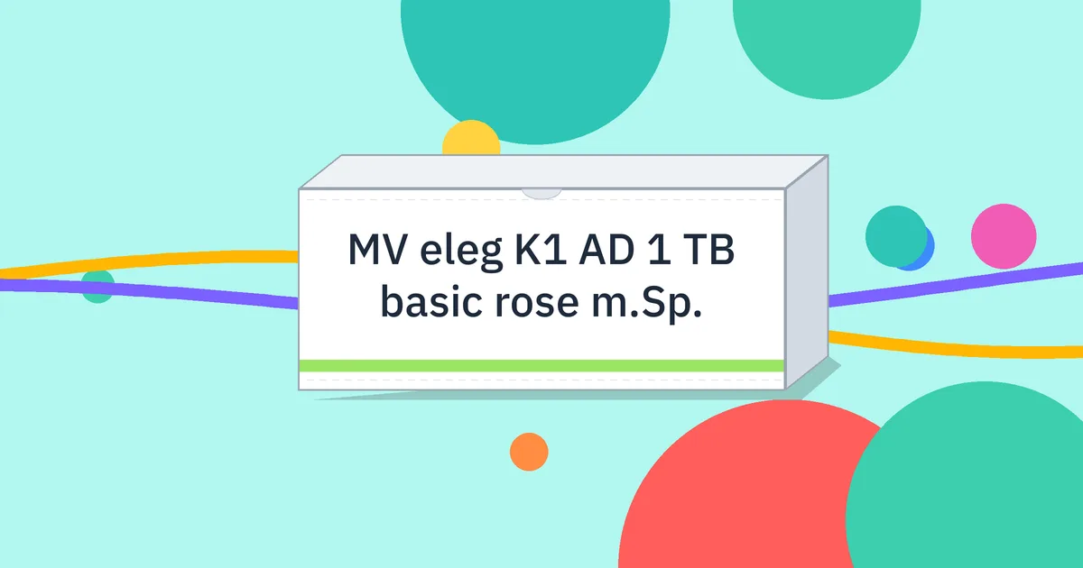 Symbolbild: Packung mit der Aufschrift MV eleg K1 AD 1 TB basic rose m.Sp. (PZN 14686403) – Verfügbarkeit und Bezug in Apotheken in Frankfurt am Main