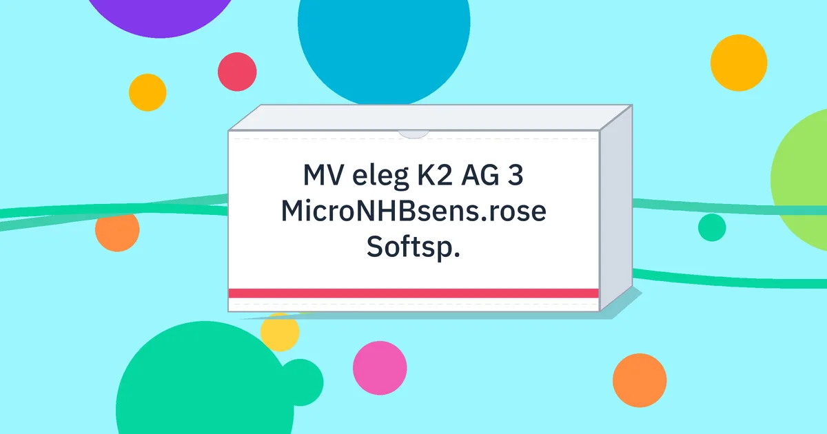 Symbolbild: Packung mit der Aufschrift MV eleg K2 AG 3 MicroNHBsens.rose Softsp. (PZN 15723804) – Verfügbarkeit und Bezug in Apotheken in Frankfurt am Main