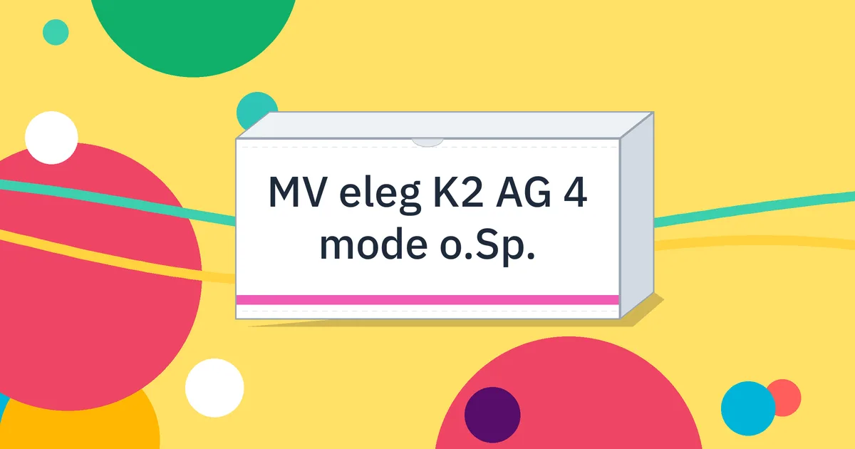 Symbolbild: Packung mit der Aufschrift MV eleg K2 AG 4 mode o.Sp. (PZN 04541916) – Verfügbarkeit und Bezug in Apotheken in Frankfurt am Main