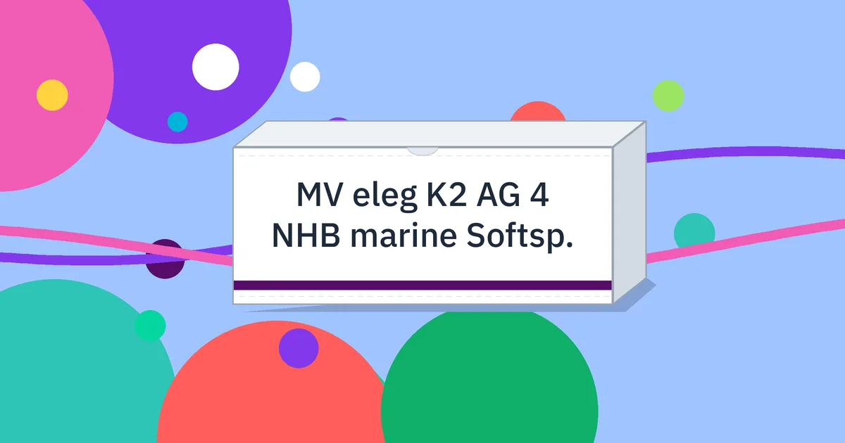 Symbolbild: Packung mit der Aufschrift MV eleg K2 AG 4 NHB marine Softsp. (PZN 15731324) – Verfügbarkeit und Bezug in Apotheken in Frankfurt am Main