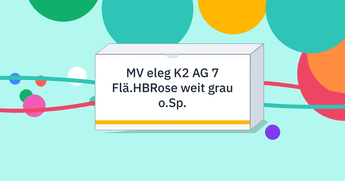 Symbolbild: Packung mit der Aufschrift MV eleg K2 AG 7 Flä.HBRose weit grau o.Sp. (PZN 18929512) – Verfügbarkeit und Bezug in Apotheken in Frankfurt am Main