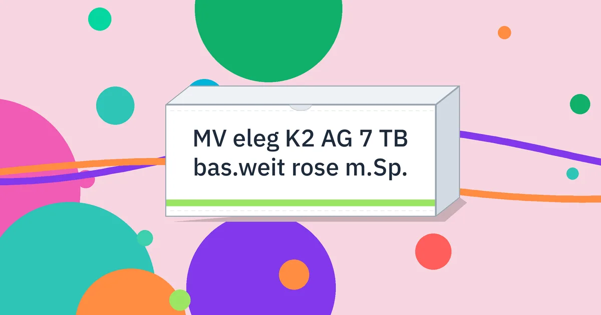 Symbolbild: Packung mit der Aufschrift MV eleg K2 AG 7 TB bas.weit rose m.Sp. (PZN 14700563) – Verfügbarkeit und Bezug in Apotheken in Frankfurt am Main