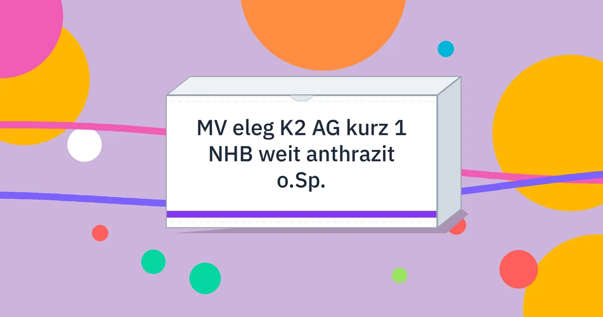 Symbolbild: Packung mit der Aufschrift MV eleg K2 AG kurz 1 NHB weit anthrazit o.Sp. (PZN 15713912) – Verfügbarkeit und Bezug in Apotheken in Frankfurt am Main