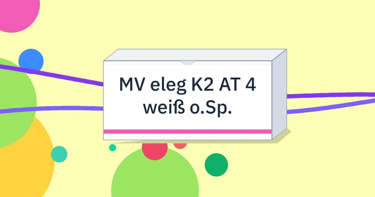 Symbolbild: Packung mit der Aufschrift MV eleg K2 AT 4 weiß o.Sp. (PZN 00311958) – Verfügbarkeit und Bezug in Apotheken in Frankfurt am Main