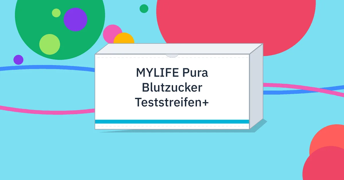 Symbolbild: Packung mit der Aufschrift MYLIFE Pura Blutzucker Teststreifen+ (PZN 20694915) – Verfügbarkeit und Bezug in Apotheken in Frankfurt am Main