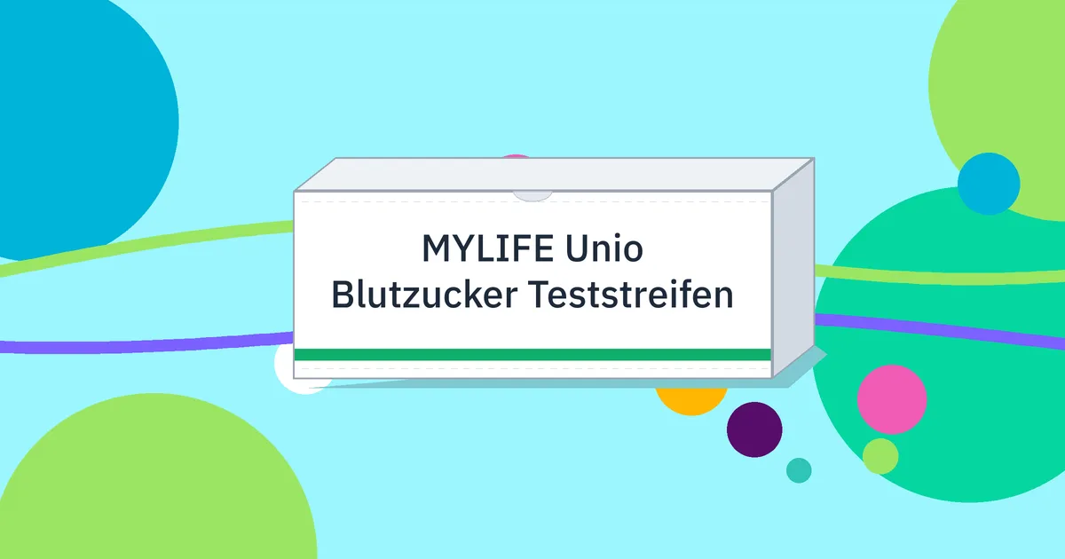 Symbolbild: Packung mit der Aufschrift MYLIFE Unio Blutzucker Teststreifen (PZN 13878158) – Verfügbarkeit und Bezug in Apotheken in Frankfurt am Main