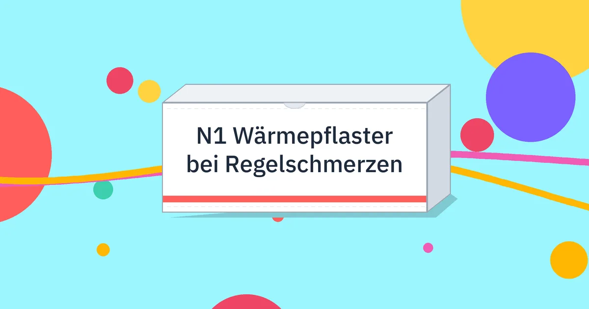 Symbolbild: Packung mit der Aufschrift N1 Wärmepflaster bei Regelschmerzen (PZN 18296159) – Verfügbarkeit und Bezug in Apotheken in Frankfurt am Main