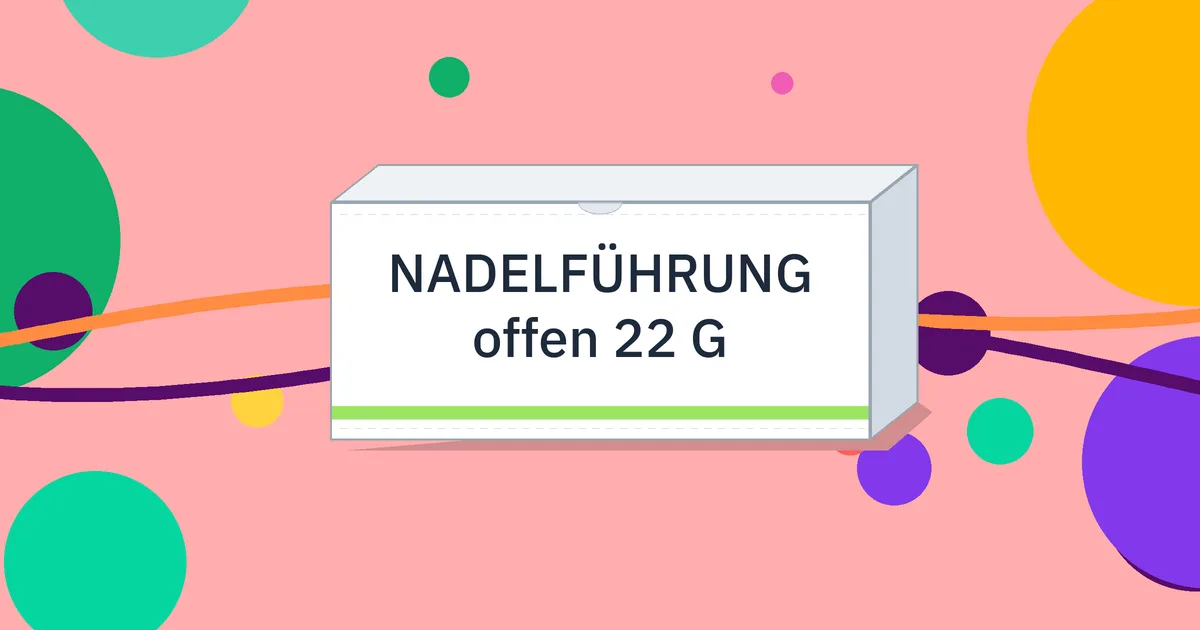 Symbolbild: Packung mit der Aufschrift NADELFÜHRUNG offen 22 G (PZN 06771767) – Verfügbarkeit und Bezug in Apotheken in Frankfurt am Main