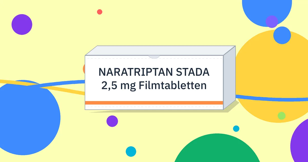 Symbolbild: Packung mit der Aufschrift NARATRIPTAN STADA 2,5 mg Filmtabletten (PZN 09391924) – Verfügbarkeit und Bezug in Apotheken in Frankfurt am Main
