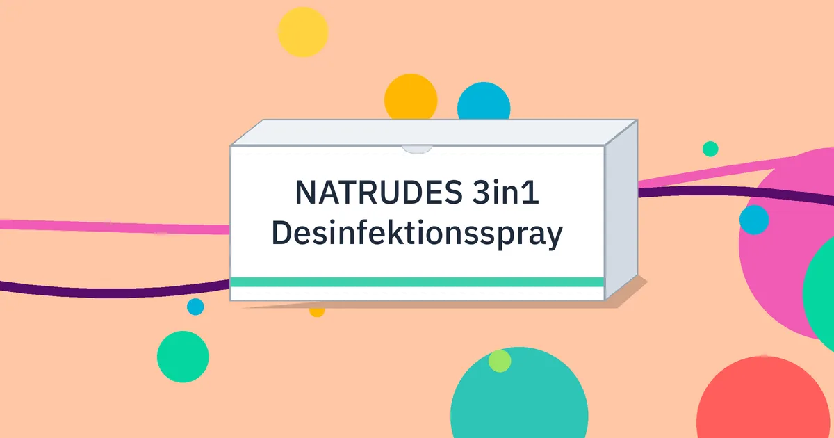Symbolbild: Packung mit der Aufschrift NATRUDES 3in1 Desinfektionsspray (PZN 17882300) – Verfügbarkeit und Bezug in Apotheken in Frankfurt am Main
