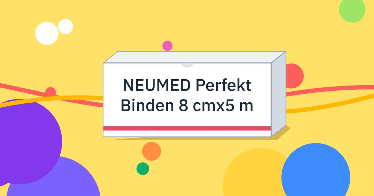 Symbolbild: Packung mit der Aufschrift NEUMED Perfekt Binden 8 cmx5 m (PZN 04956468) – Verfügbarkeit und Bezug in Apotheken in Frankfurt am Main