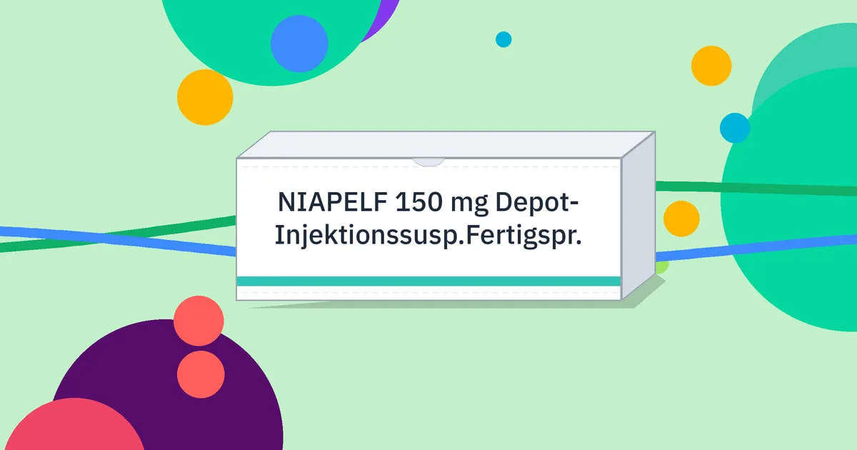 Symbolbild: Packung mit der Aufschrift NIAPELF 150 mg Depot-Injektionssusp.Fertigspr. (PZN 20330716) – Verfügbarkeit und Bezug in Apotheken in Frankfurt am Main