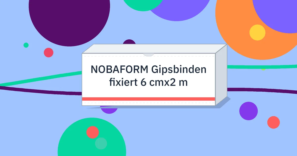 Symbolbild: Packung mit der Aufschrift NOBAFORM Gipsbinden fixiert 6 cmx2 m (PZN 07097391) – Verfügbarkeit und Bezug in Apotheken in Frankfurt am Main