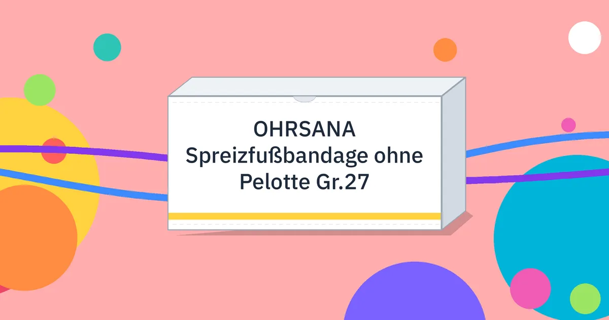 Symbolbild: Packung mit der Aufschrift OHRSANA Spreizfußbandage ohne Pelotte Gr.27 (PZN 02670437) – Verfügbarkeit und Bezug in Apotheken in Frankfurt am Main
