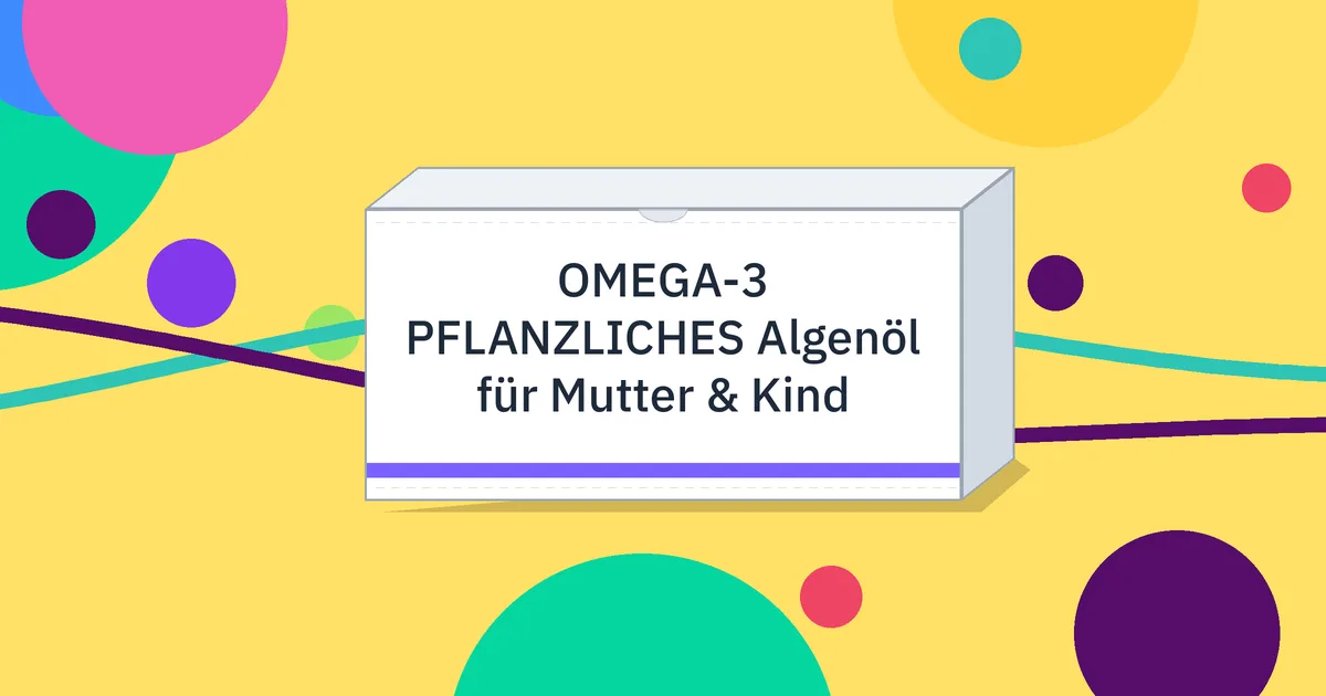 Symbolbild: Packung mit der Aufschrift OMEGA-3 PFLANZLICHES Algenöl für Mutter & Kind (PZN 19100690) – Verfügbarkeit und Bezug in Apotheken in Frankfurt am Main